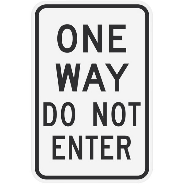 Lavex "One Way / Do Not Enter" Engineer Grade Reflective Black Aluminum ...
