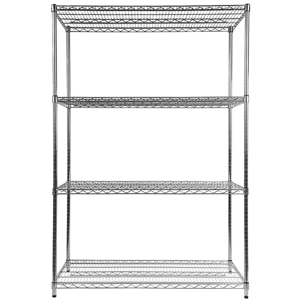 Alera ALESW504824SR 24" x 48" x 72" Silver Steel Wire Shelving 4-Shelf ...