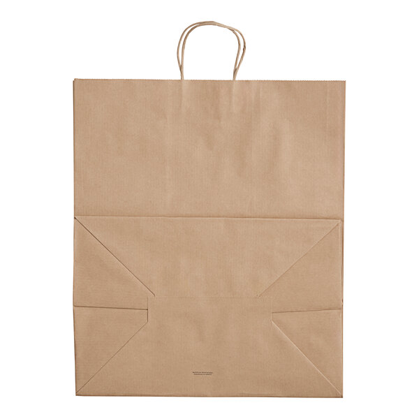 Duro 16" x 11" x 18 1/4" Grande Natural Kraft Paper Shopping Bag with ...