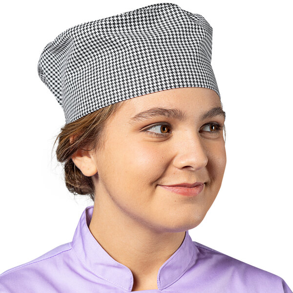 Uncommon Chef Houndstooth Customizable Chef Skull Cap / Pill Box Hat 0156C