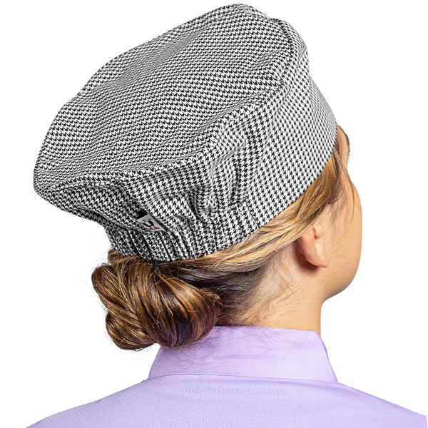 Uncommon Chef Houndstooth Customizable Chef Skull Cap / Pill Box Hat 0156C