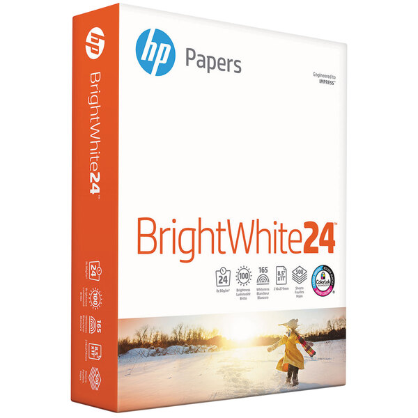 HP Inc. 203000 BrightWhite24 8 1/2" x 11" Bright White Ream of Premium ...