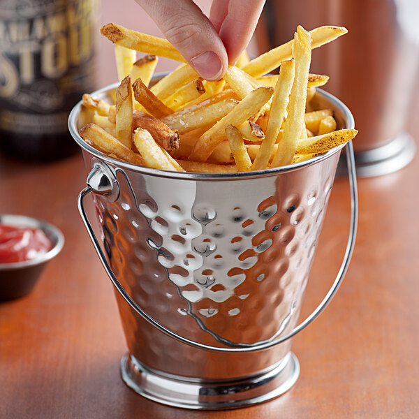 Vollrath 59782 29.9 oz. Mini Hammered Stainless Steel Serving Bucket ...