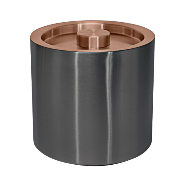room360 3 Qt. Matte Black Stainless Steel Ice Bucket with Rose Gold Lid ...