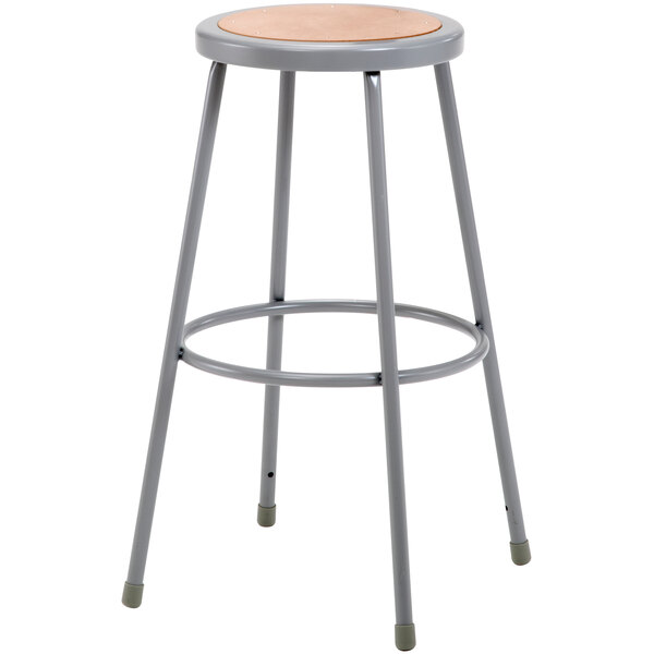 National Public Seating 6230 30" Gray Hardboard Round Lab Stool
