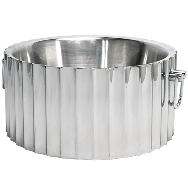 Front of the House 14 1/2" Round Fluted Stainless Steel Beverage Tub ...