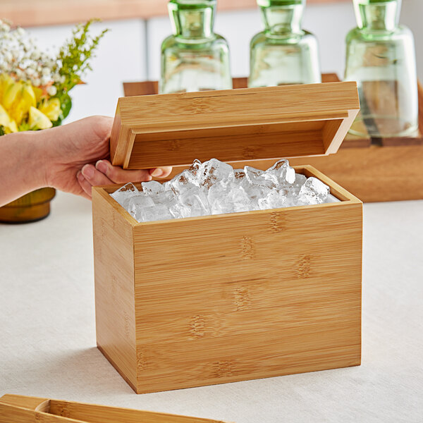 room360 RIB015BBB20 Bali 2 Qt. Natural Finish Rectangular Bamboo Ice ...