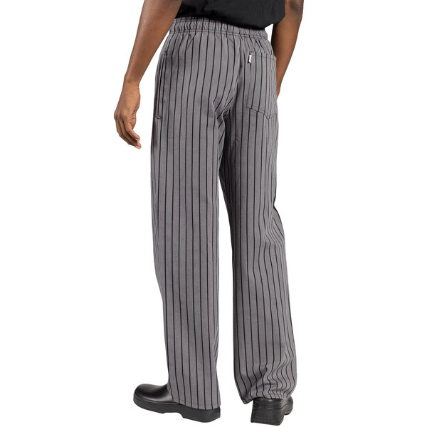 Uncommon Chef 4003 Unisex Gray / Black Chevron Stripe Customizable Yarn ...