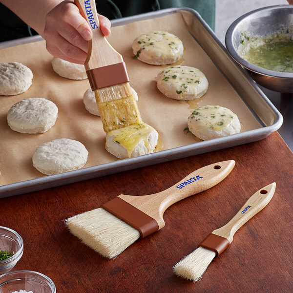 Carlisle Sparta Chef Series 3-Piece Boar Bristle Pastry / Basting Brush Set