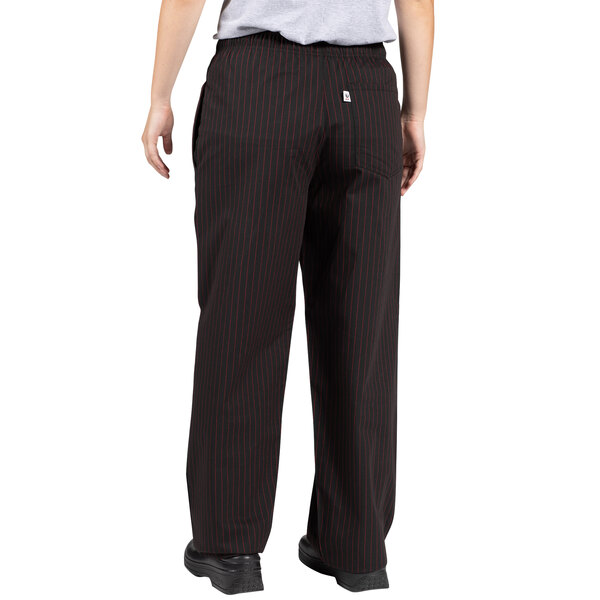 Uncommon Chef 4003 Unisex Black / Red Pinstripe Customizable Yarn-Dyed ...