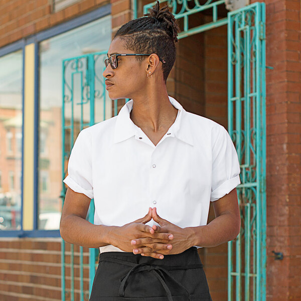 Uncommon Chef 0954 White Customizable No Pocket Cook Shirt - S