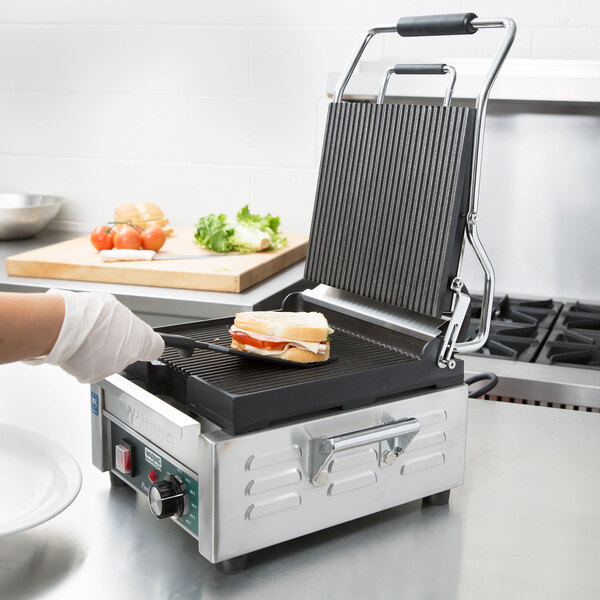 Waring WPG150 Panini Perfetto Grooved Top & Bottom Panini Sandwich ...