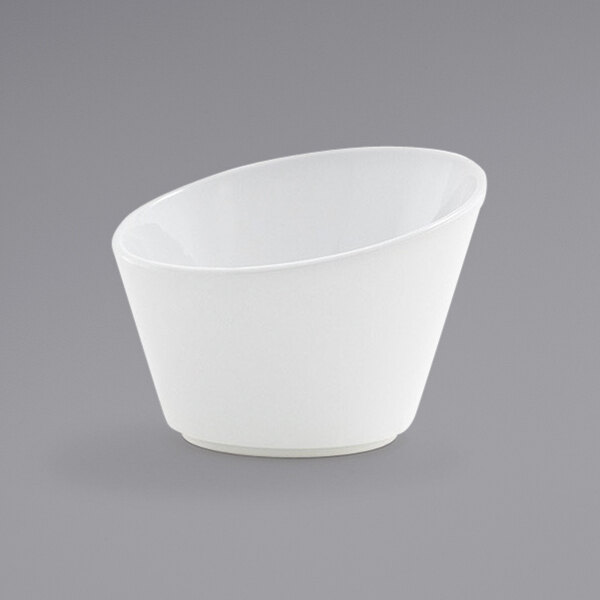 Front of the House Harmony 10 oz. Bright White Slanted Porcelain ...