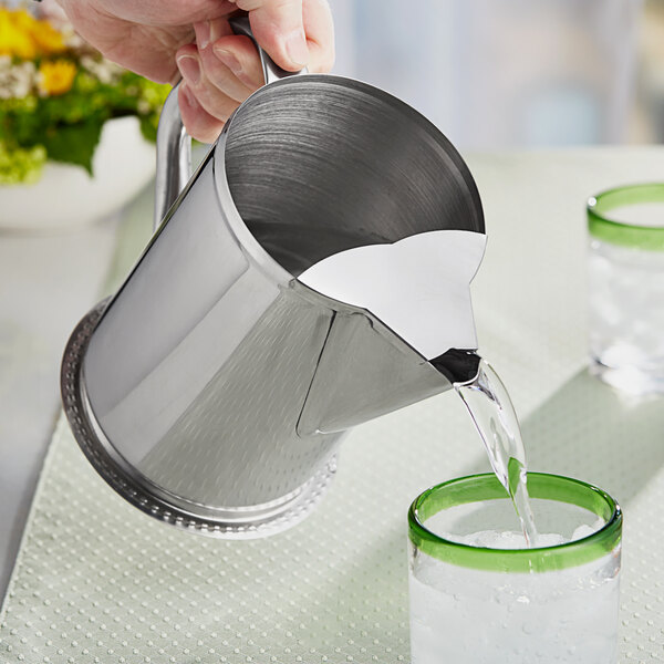 Vollrath 46402 64 oz. Stainless Steel Water Pitcher with Ice Guard