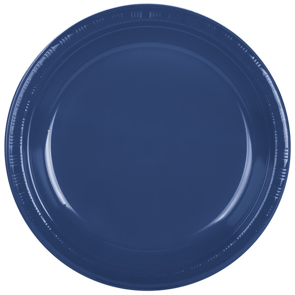 Creative Converting 28113731 10" Navy Blue Plastic Plate - 20/Pack