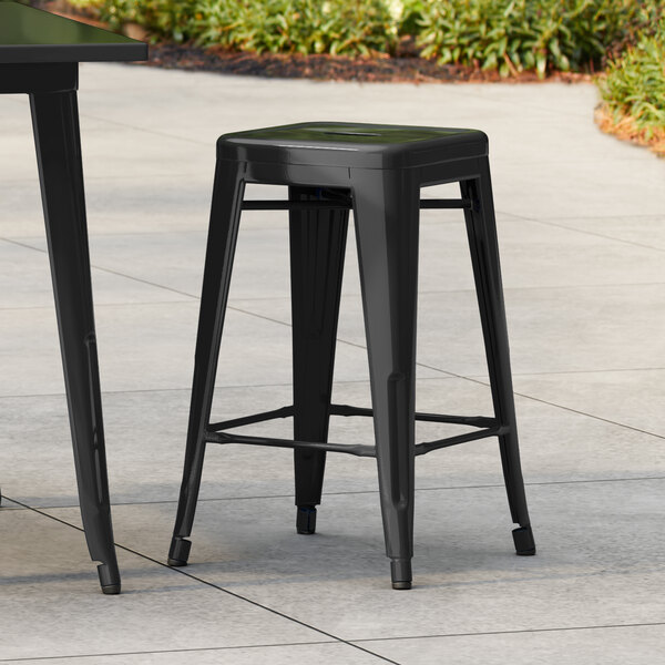 Lancaster Table & Seating Alloy Series Onyx Black Outdoor Backless ...