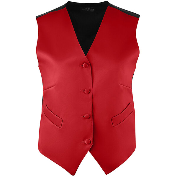 Henry Segal Women's Customizable Red Satin Server Vest - XL