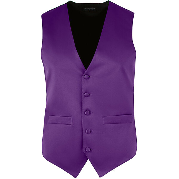 Henry Segal Men's Customizable Purple Satin Server Vest - L
