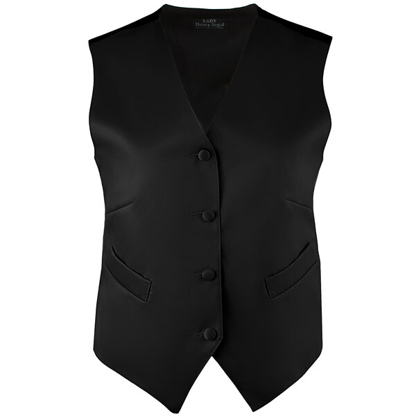 Henry Segal Women's Customizable Black Satin Server Vest - 4XL