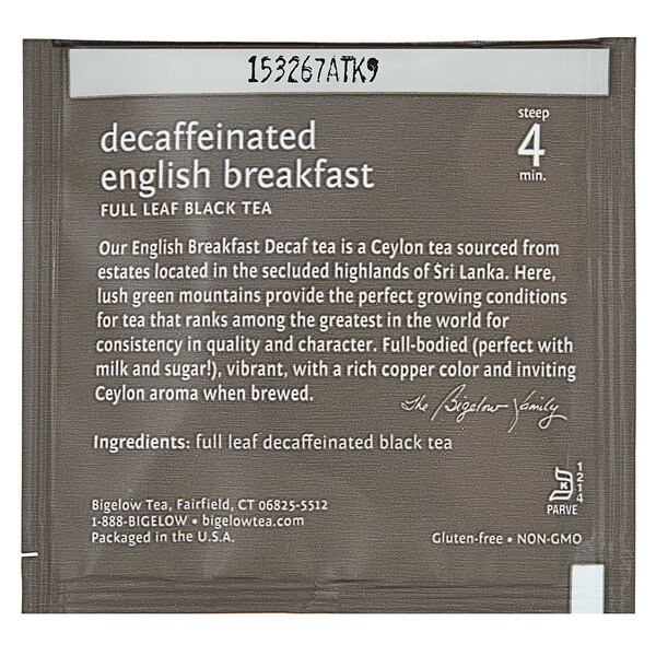 Steep Cafe By Bigelow English Breakfast Decaffeinated Tea Pyramid ...
