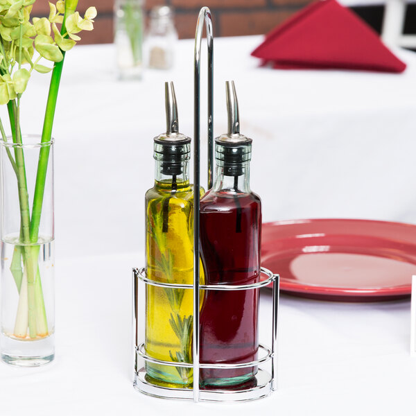 Tablecraft 918R Gemelli Chrome Olive Oil Cruet Rack