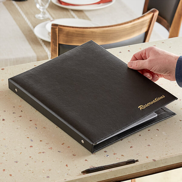 H. Risch RESBOOK-BK Black Faux Leather Reservation Book