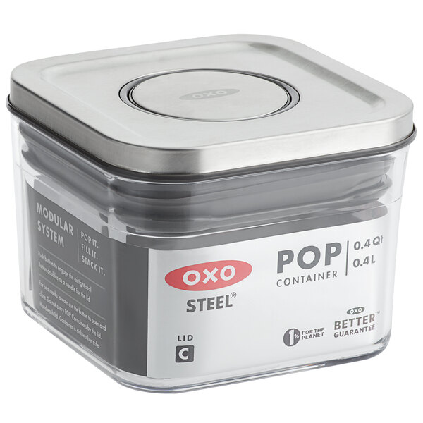 OXO Good Grips 0.4 Qt. Clear Square SAN Plastic Food Storage Container ...