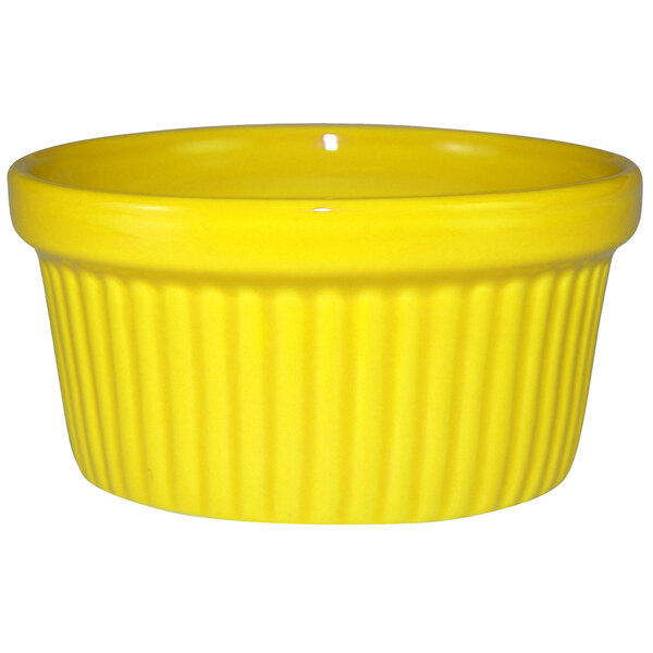 International Tableware RAMF-3-Y Cancun 3 oz. Yellow Stoneware Fluted ...