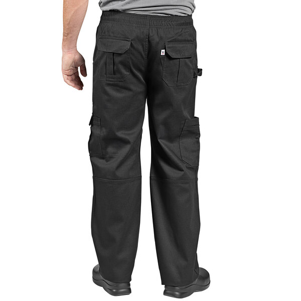 Uncommon Chef 4102 Unisex Black Customizable Grunge Cargo Chef Pants
