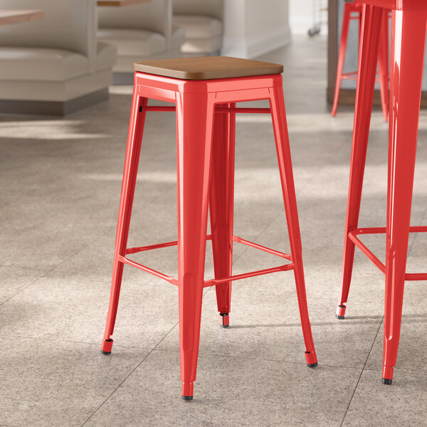 Lancaster Table & Seating Alloy Series Ruby Red Indoor Backless ...