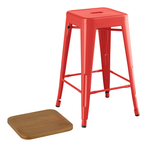 Lancaster Table & Seating Alloy Series Ruby Red Indoor Backless Counter ...