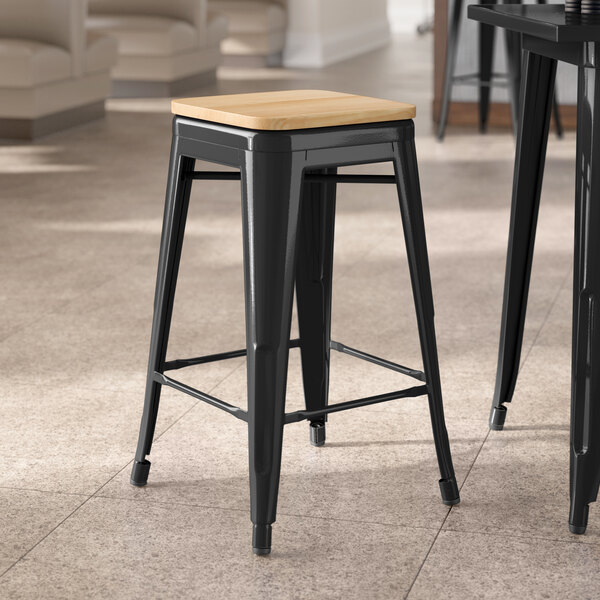 Lancaster Table & Seating Alloy Series Onyx Black Indoor Backless ...