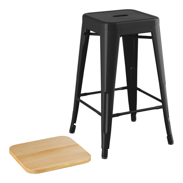 Lancaster Table & Seating Alloy Series Onyx Black Indoor Backless ...