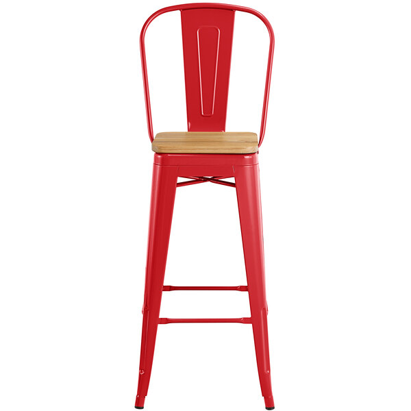 Lancaster Table & Seating Alloy Series Red Metal Indoor Industrial Cafe ...