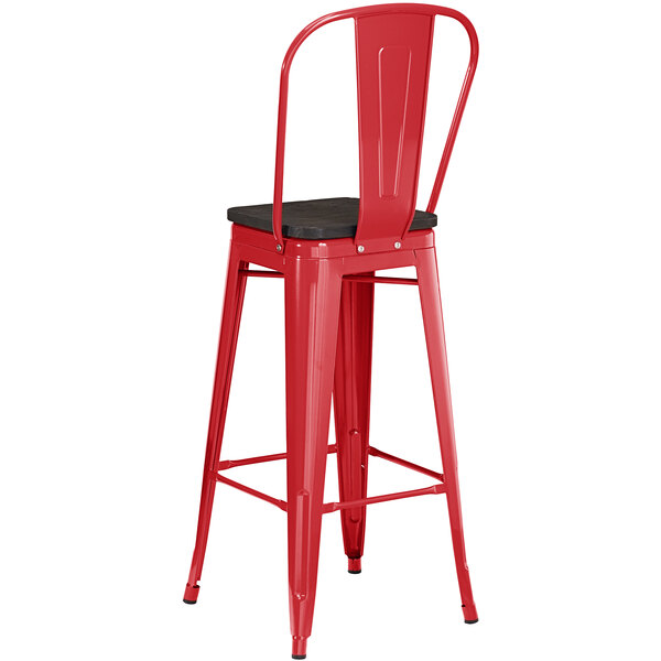 Lancaster Table & Seating Alloy Series Red Metal Indoor Industrial Cafe ...