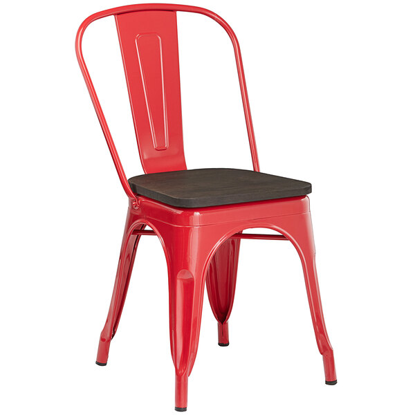 Lancaster Table & Seating Alloy Series Red Metal Indoor Industrial Cafe ...