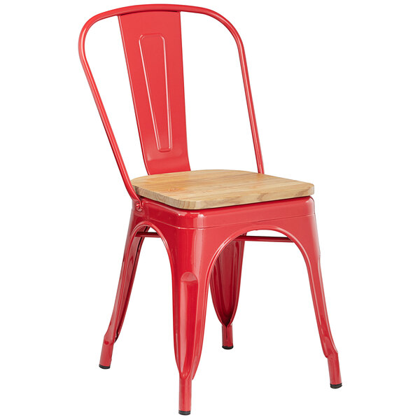 Lancaster Table & Seating Alloy Series Red Metal Indoor Industrial Cafe ...