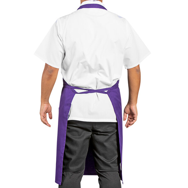 Uncommon Chef 3004 Purple Customizable Poly-Cotton Twill Bib Apron with ...