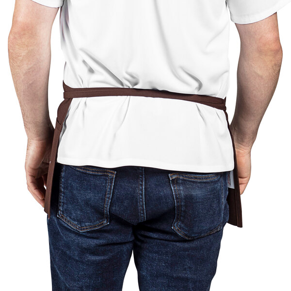 Uncommon Chef 3067 Brown Customizable Waist Apron with 3 Pockets - 11 ...