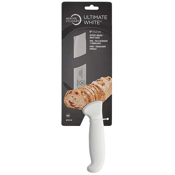 Mercer Culinary M18134 Ultimate White® 6" Offset Wavy Edge Bread Knife
