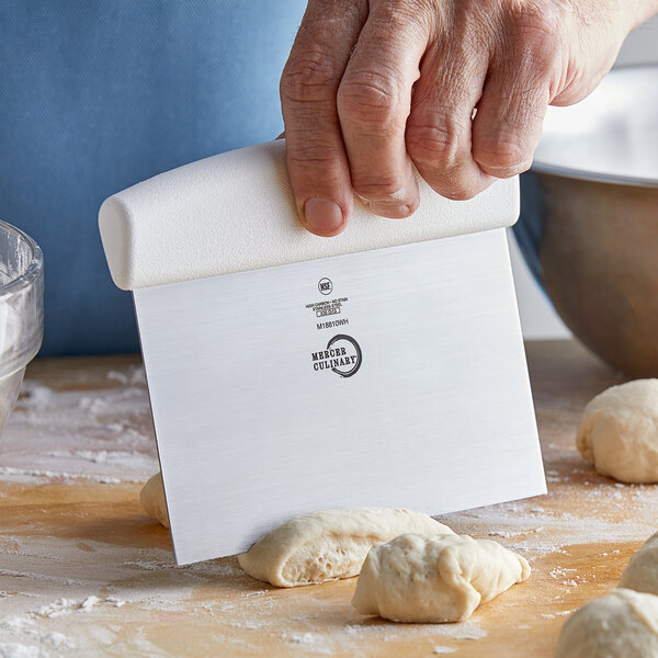 Mercer Culinary Dough Cutter w/ White Handle - 6" x 5"