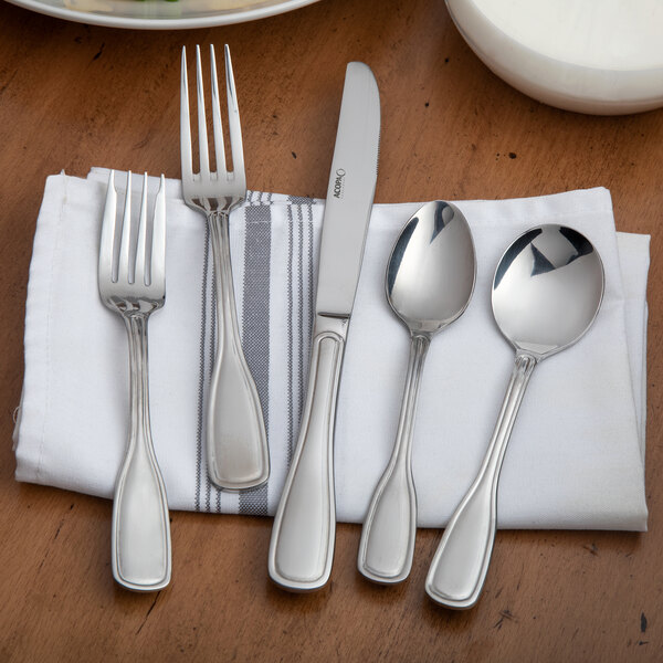 Acopa Saxton 18/0 Stainless Steel Heavy Weight Flatware Set | Sample ...