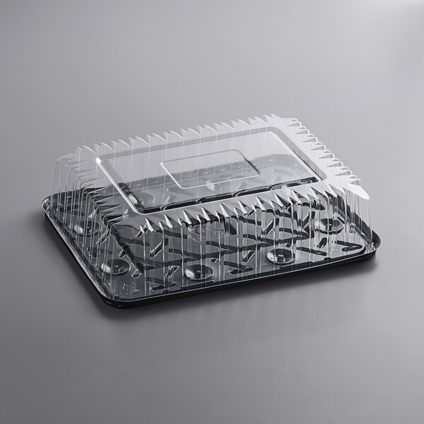 Choice 1/4 Size Low Dome Sheet Cake Display Container with Clear Dome ...