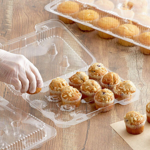 Choice 12-Compartment Clear OPS Hinged Mini Cupcake / Mini Muffin ...