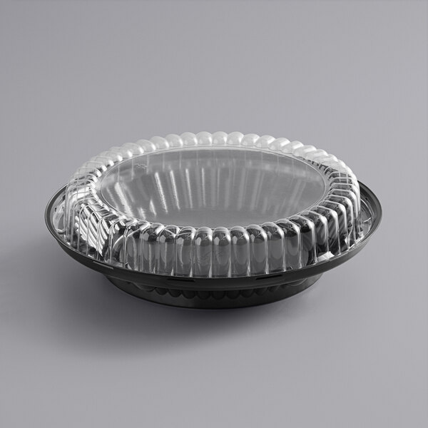 Choice 9" Black Pie Container with Clear Low Dome Lid - 100/Case