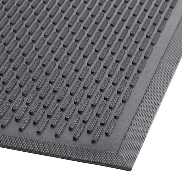 Choice 3' x 5' Black Rubber Ridge-Scraper Top Anti-Slip Safety Mat - 1/ ...