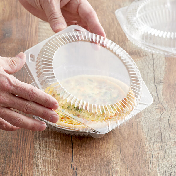 Choice 6" Clear Hinged Pie Container with Low Dome Lid - 25/Case