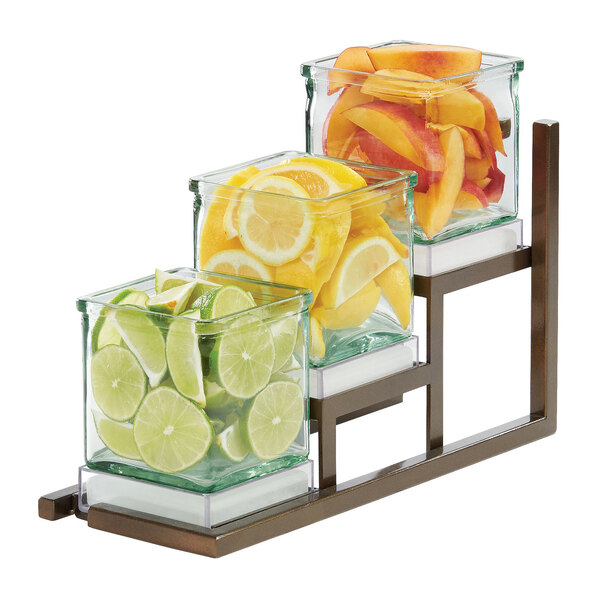 Cal-Mil 4304-84 Sierra Bronze 3 Step Jar Display - 12 3/4" x 5" x 8"