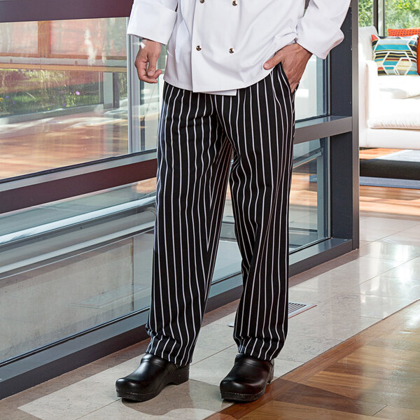 Uncommon Chef 4000 Unisex Chalk Stripe Customizable Classic Chef Pants - L