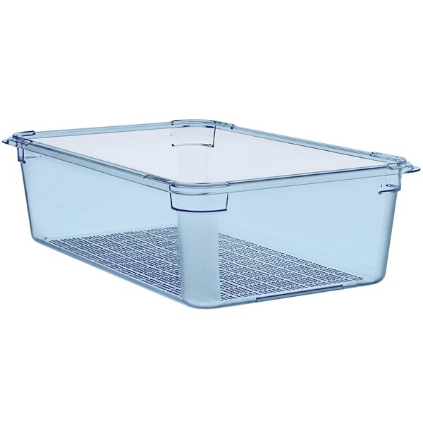 Araven 07825 Full Size Blue ABS Plastic Colander Pan - 6" Deep